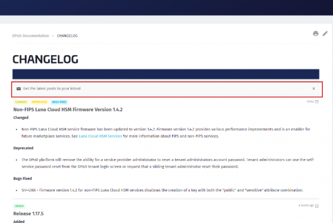 DPoD Changelog Notifications Now Available! - Data Protection Support